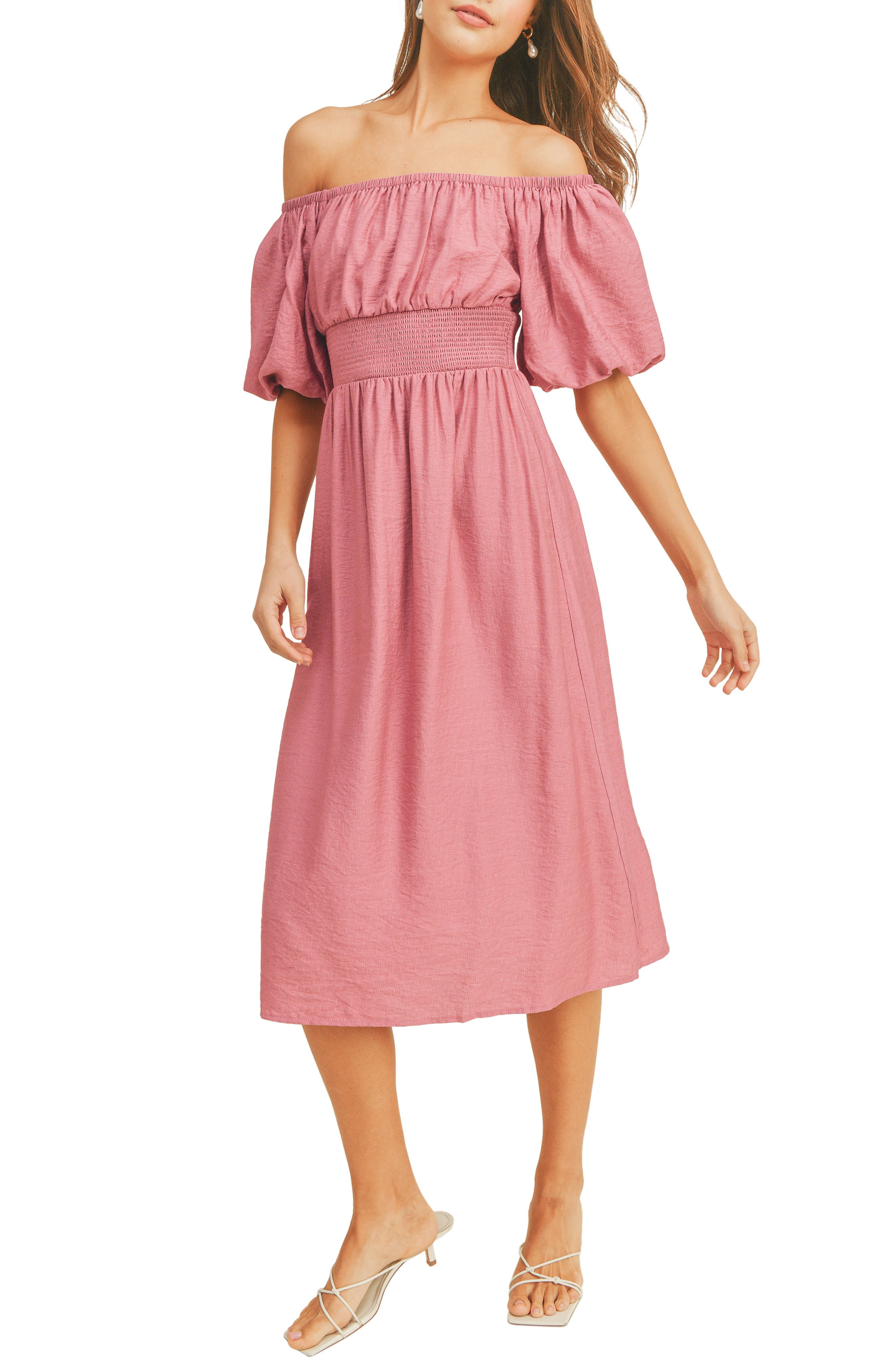 Lush Puff Sleeve Midi Dress | Nordstromrack