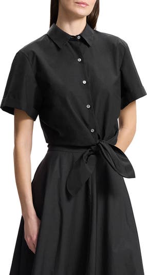Theory Tie Front Button-Up Shirt | Nordstrom