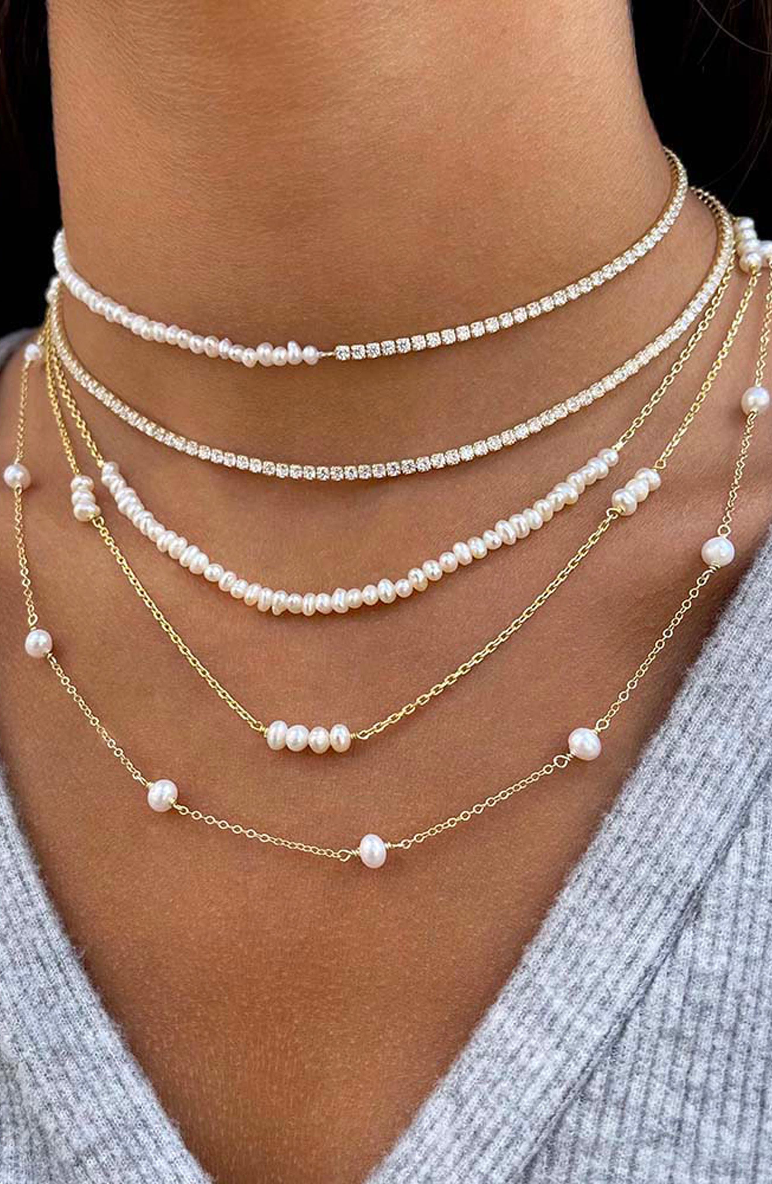 BY ADINA EDEN Pearl Cluster Chain Necklace | Nordstrom