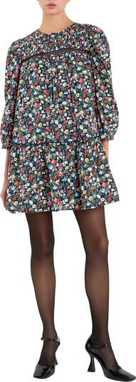 English Factory Floral Pintuck Balloon Sleeve Cotton Minidress ...