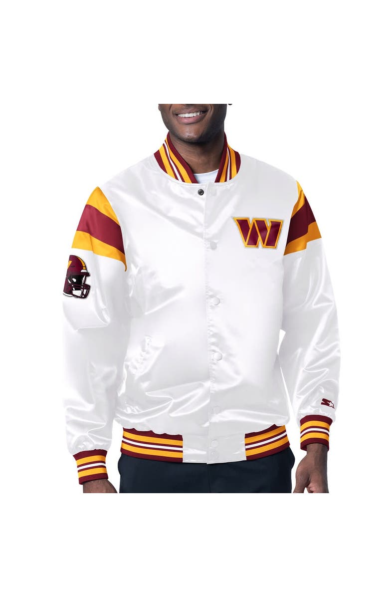 STARTER Men's Starter White Washington Commanders Satin Full-Snap ...