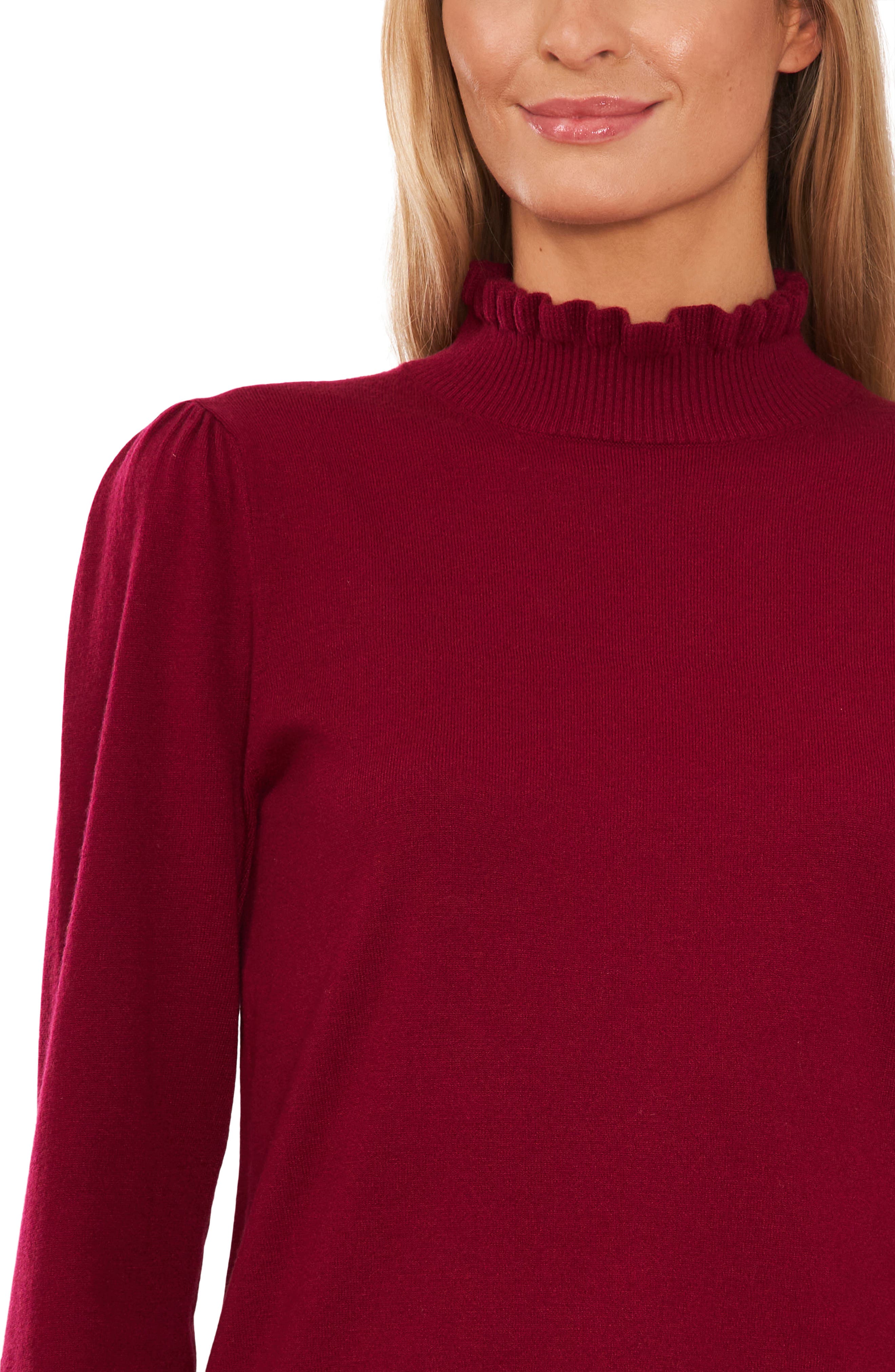 CeCe Ruffle Mock Neck Sweater | Nordstrom