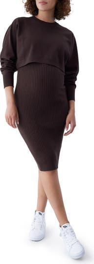 Ingrid & Isabel® Two-Piece Ribbed Maternity Midi Dress & Sweater ...