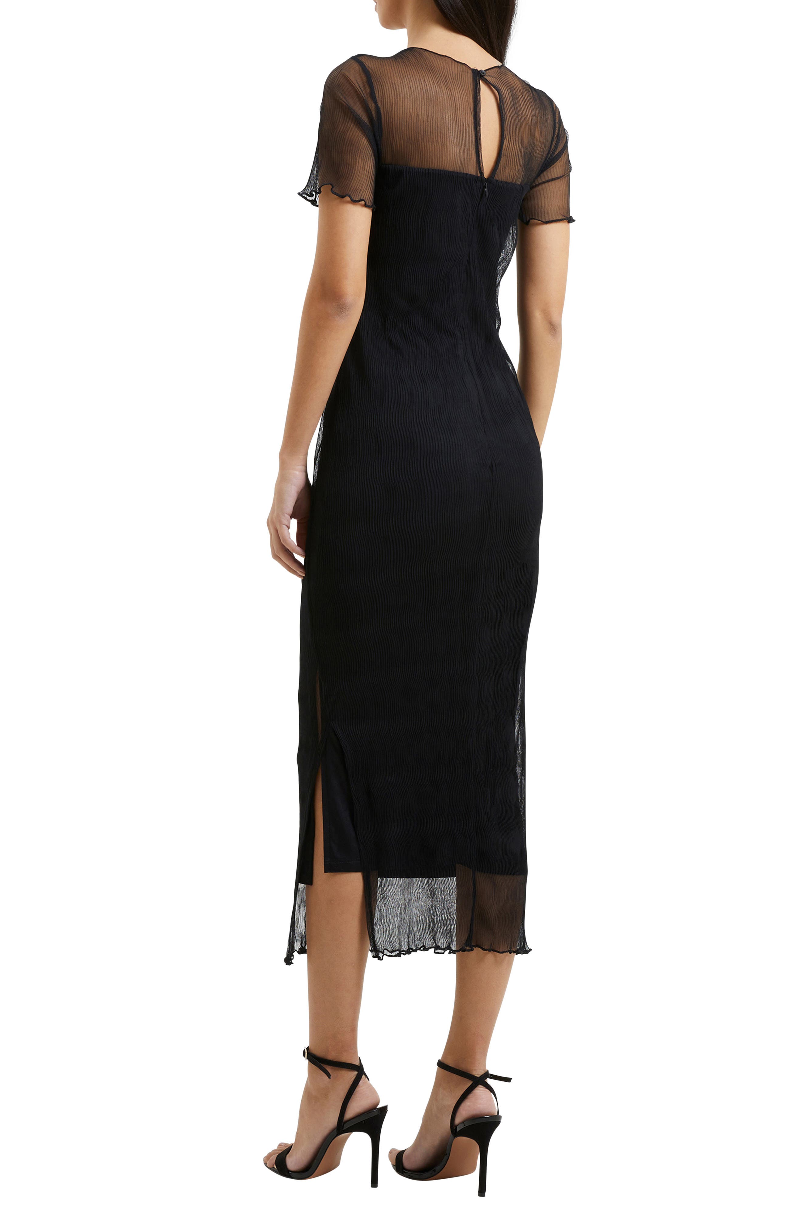 French Connection Saskia Sheer Yoke Midi Dress | Nordstrom