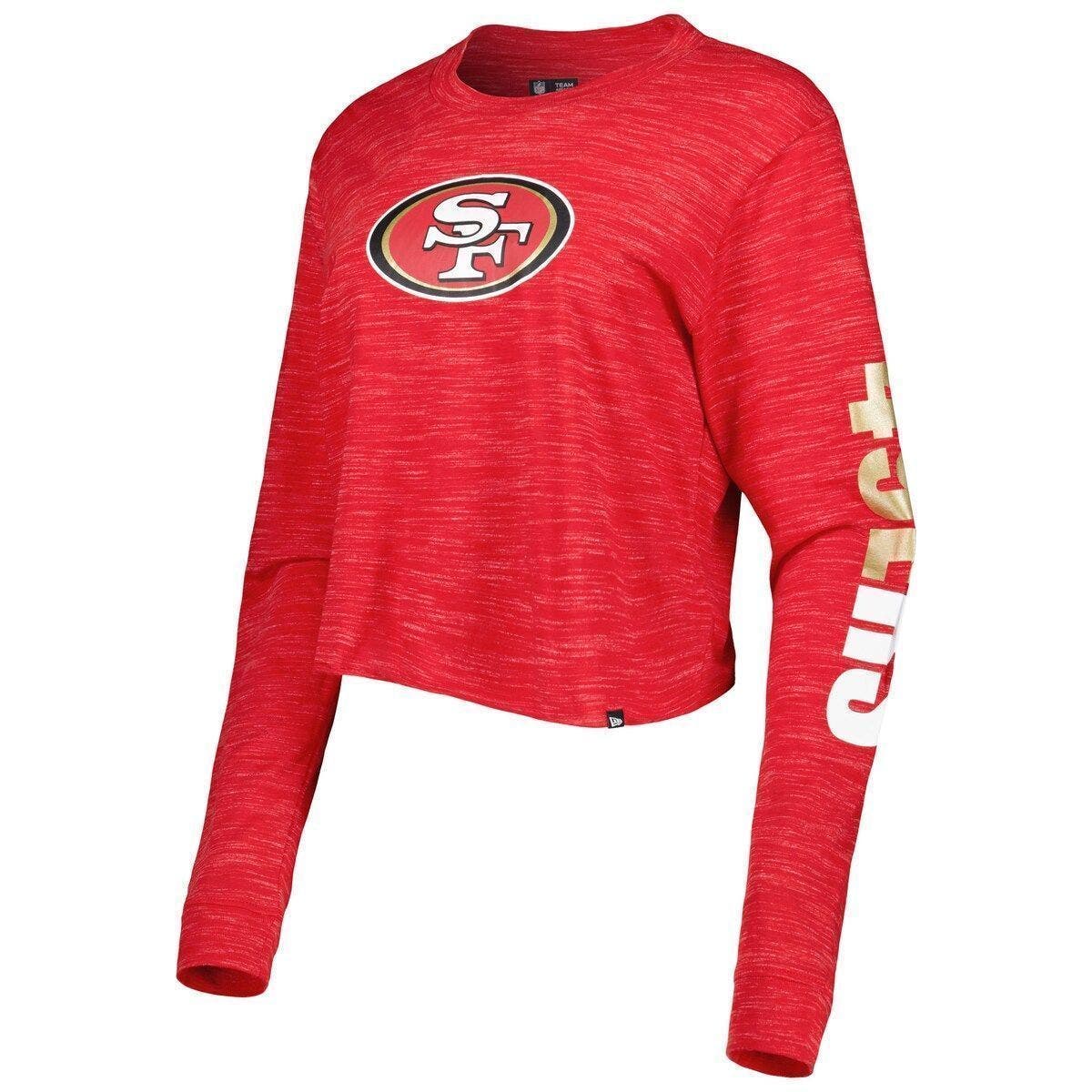 New Era Women's New Era Scarlet San Francisco 49ers Crop Long Sleeve T ...
