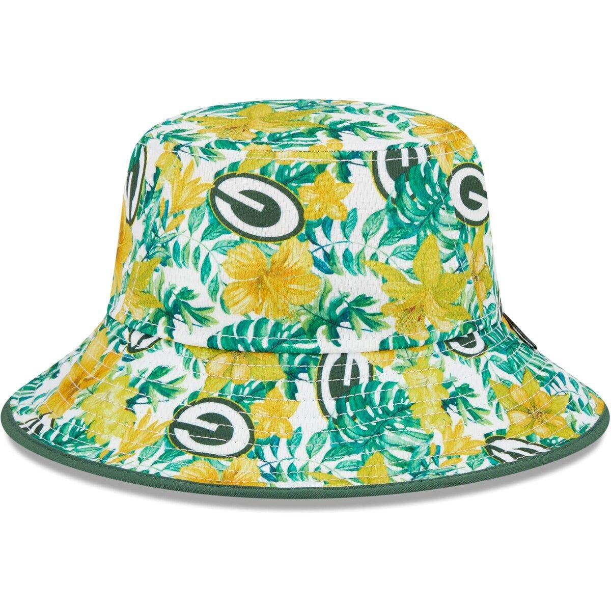 New Era Men's New Era White Green Bay Packers Botanical Bucket Hat ...