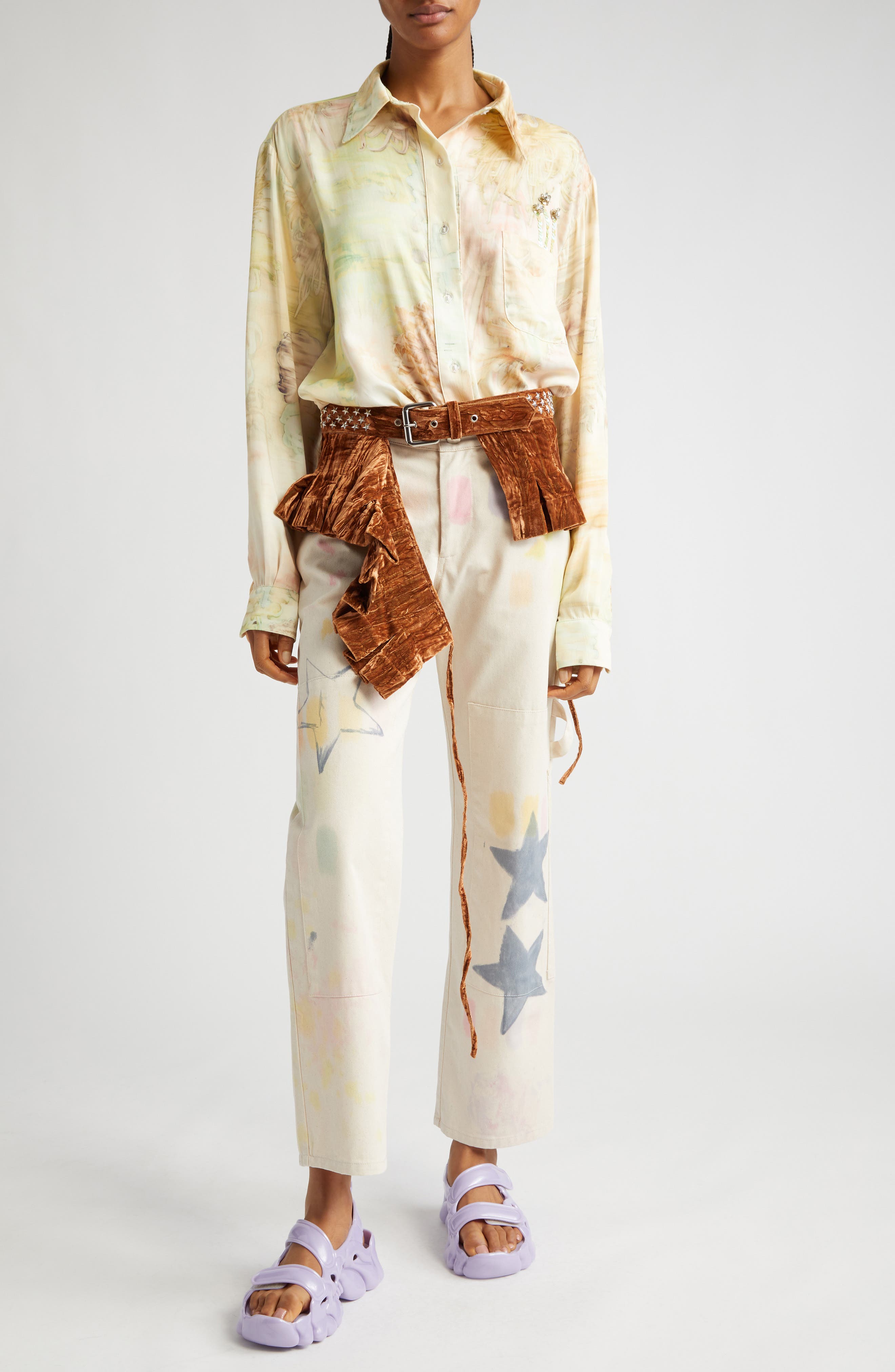 Collina Strada Pleated Pyramid Stud Belt | Nordstrom