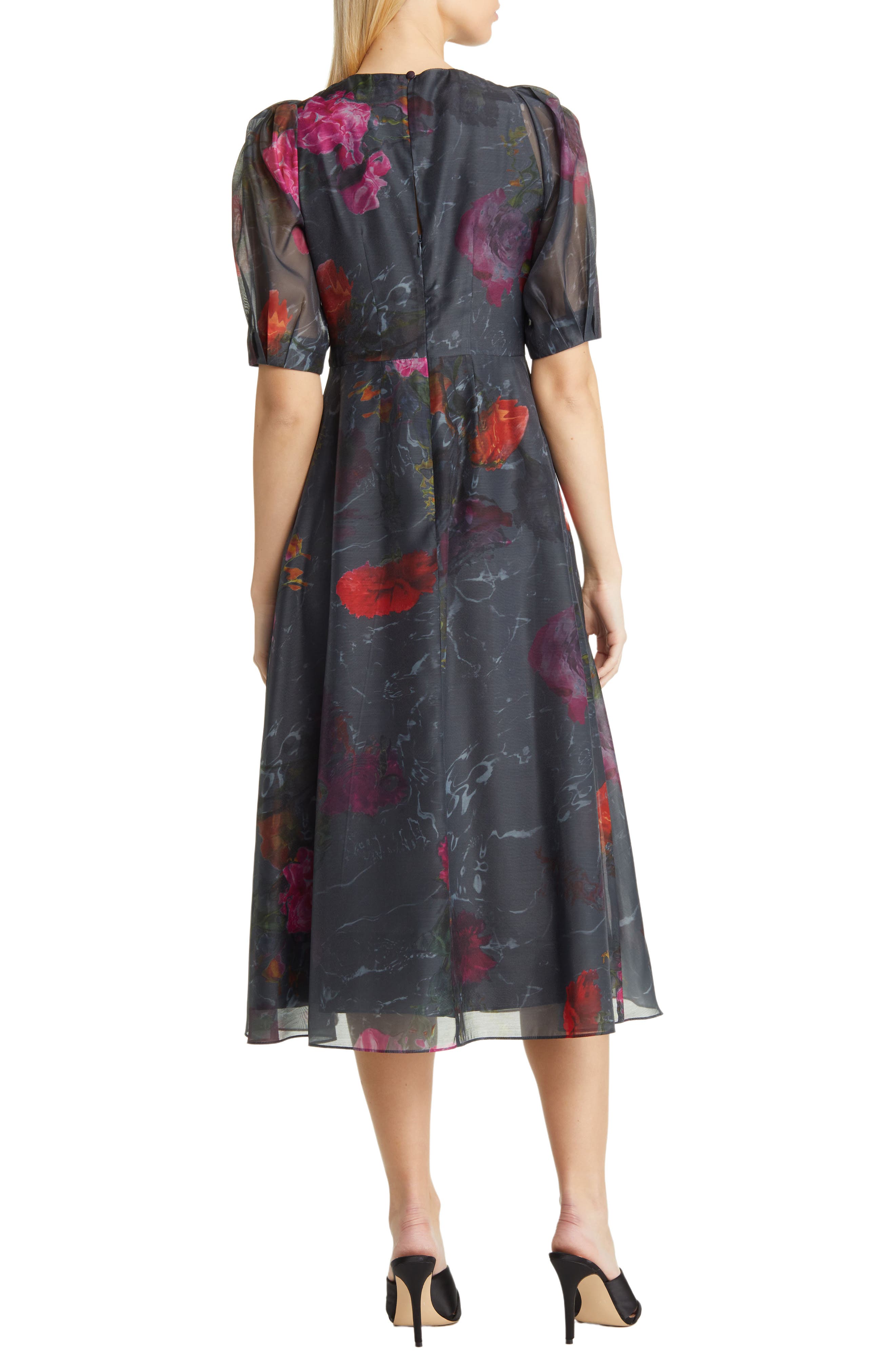 Ted Baker London Mekayla Floral Puff Sleeve Midi Dress | Nordstrom