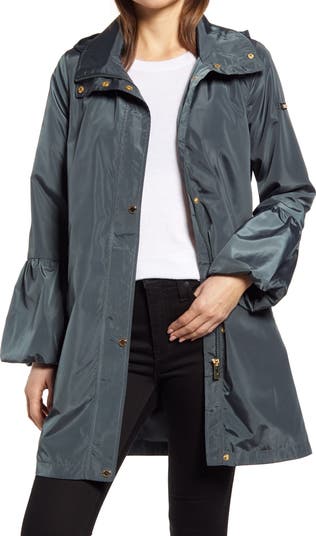 Via Spiga Balloon Sleeve Water Repellent Packable Rain Jacket | Nordstrom