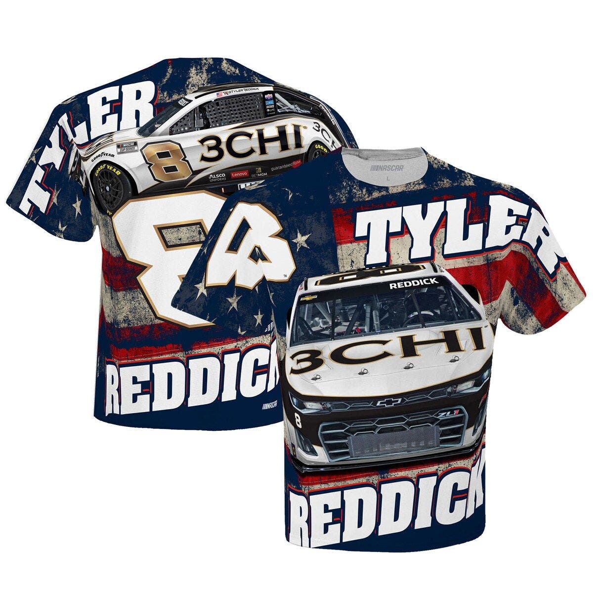 CHECKERED FLAG Men's Checkered Flag White Tyler Reddick 3CHI Sublimated ...