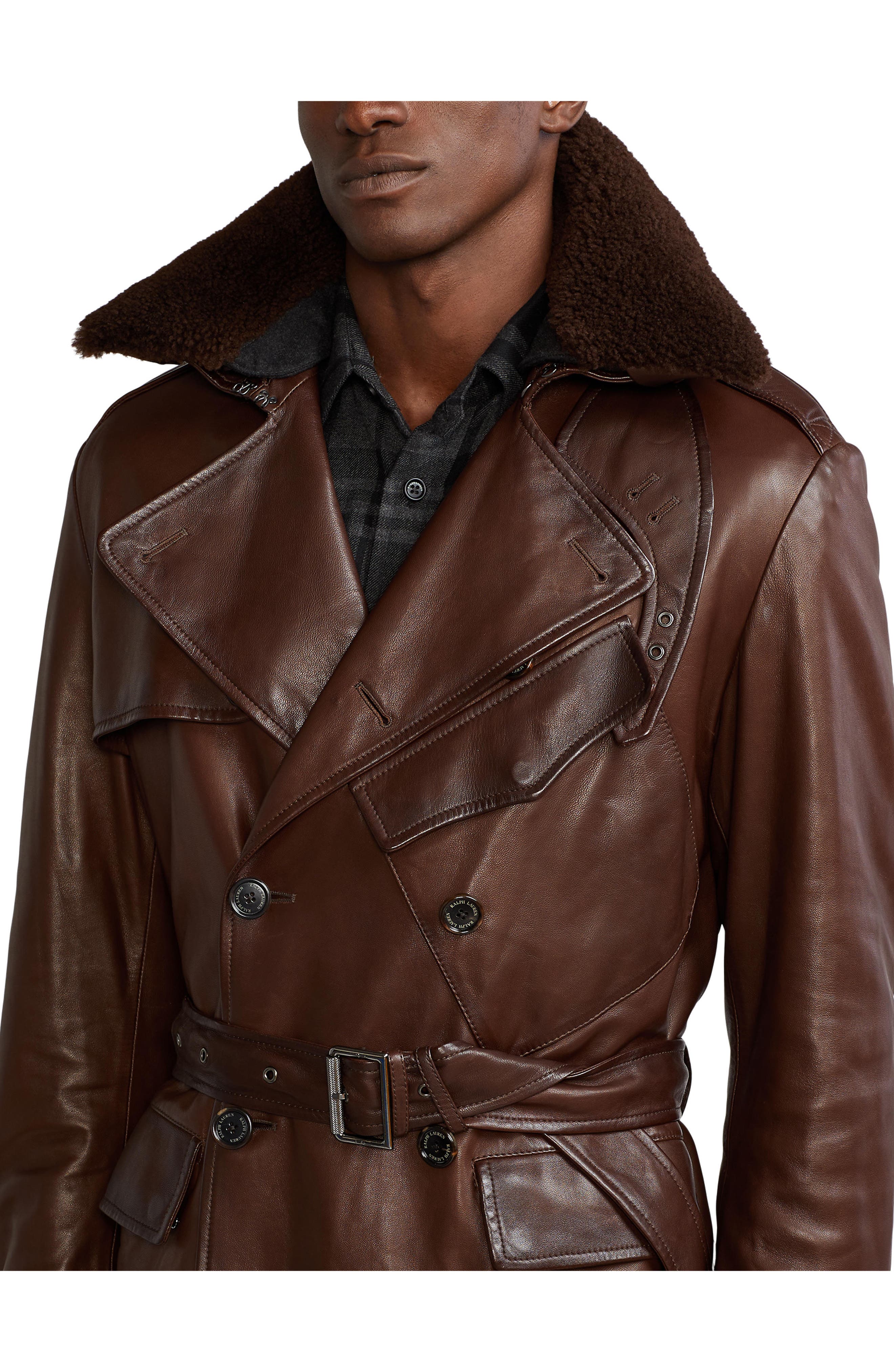 Ralph Lauren Purple Label Keating Double Breasted Leather & Genuine ...