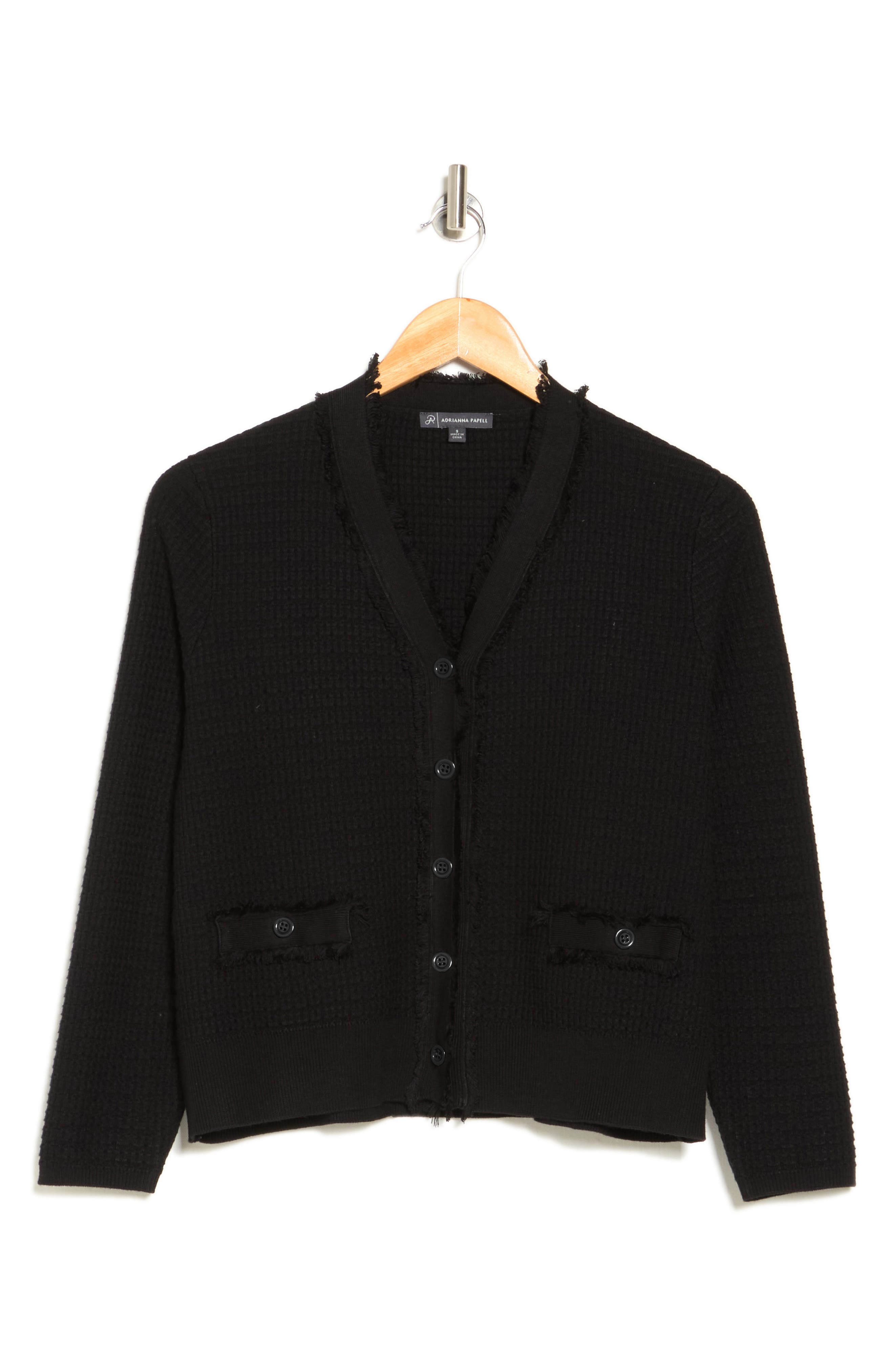 Adrianna Papell Frayed Waffle Knit Cardigan | Nordstromrack