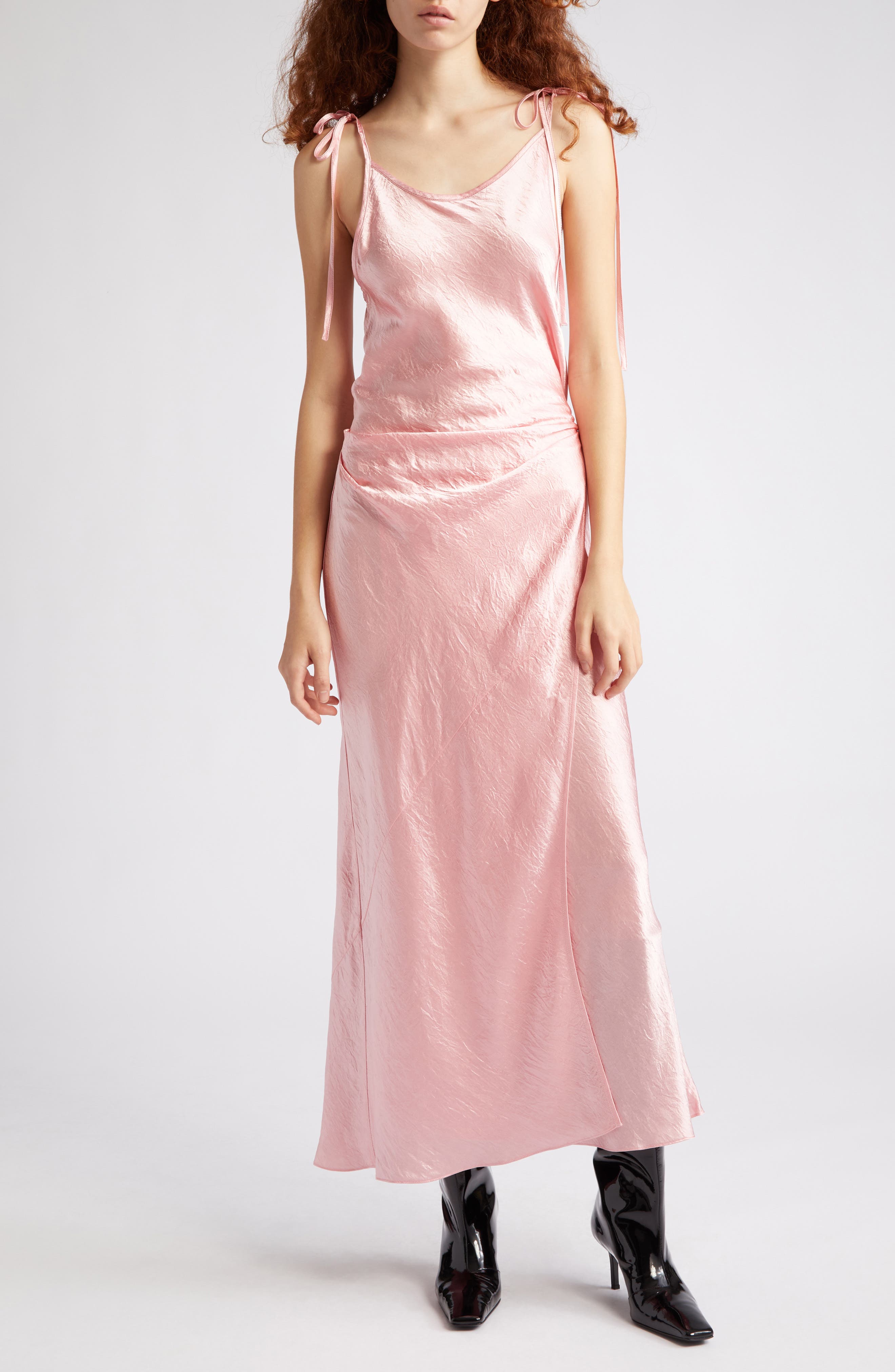 Acne Studios Dayla Textured Satin Dress | Nordstrom