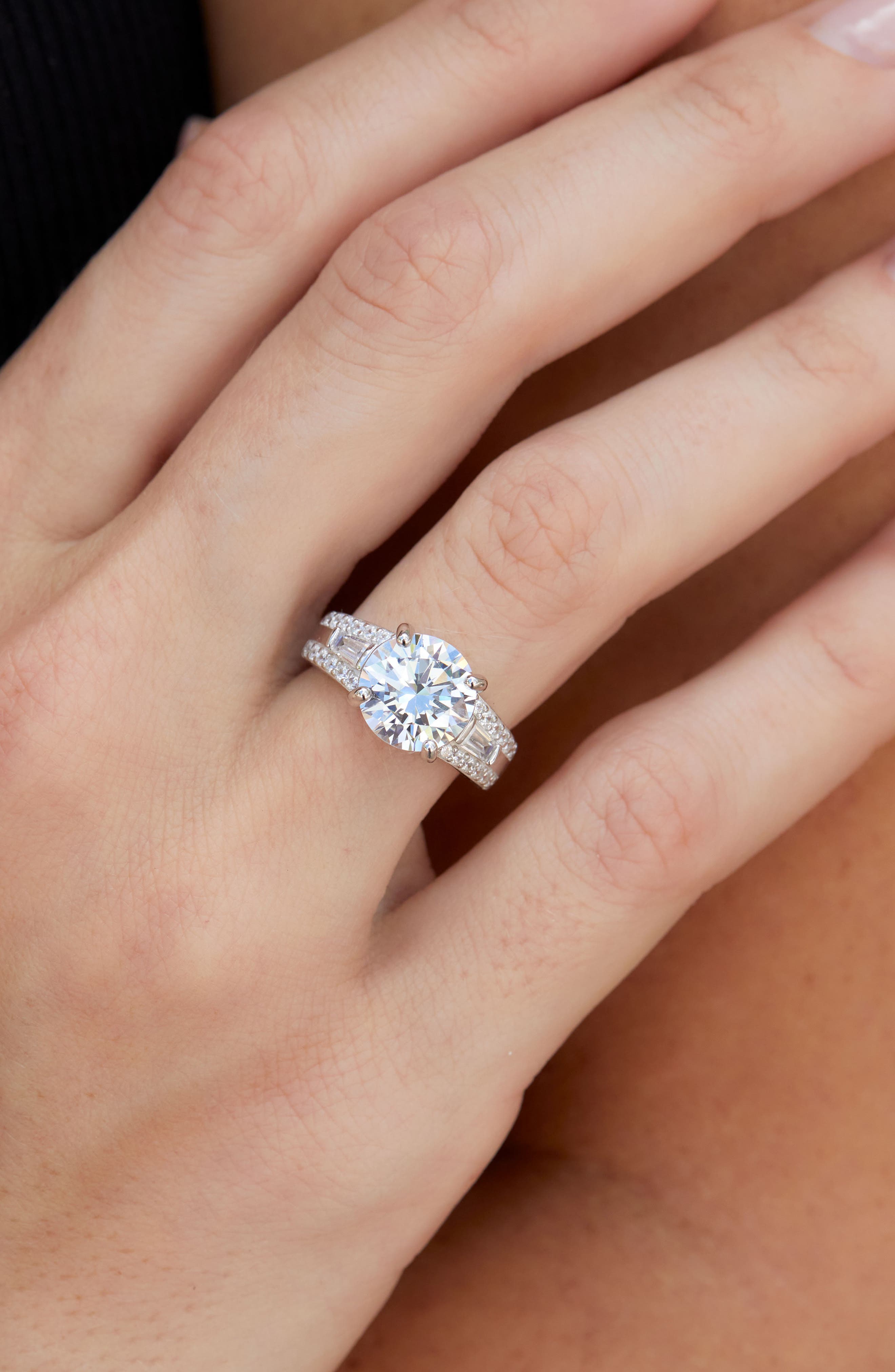 SAVVY CIE JEWELS Sterling Silver Cubic Zirconia Statement Ring ...