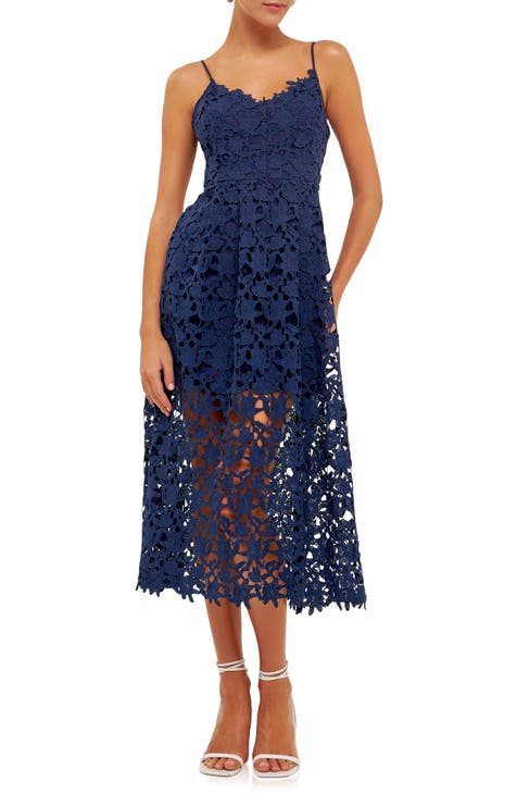 Lace Spaghetti Strap Midi Dress