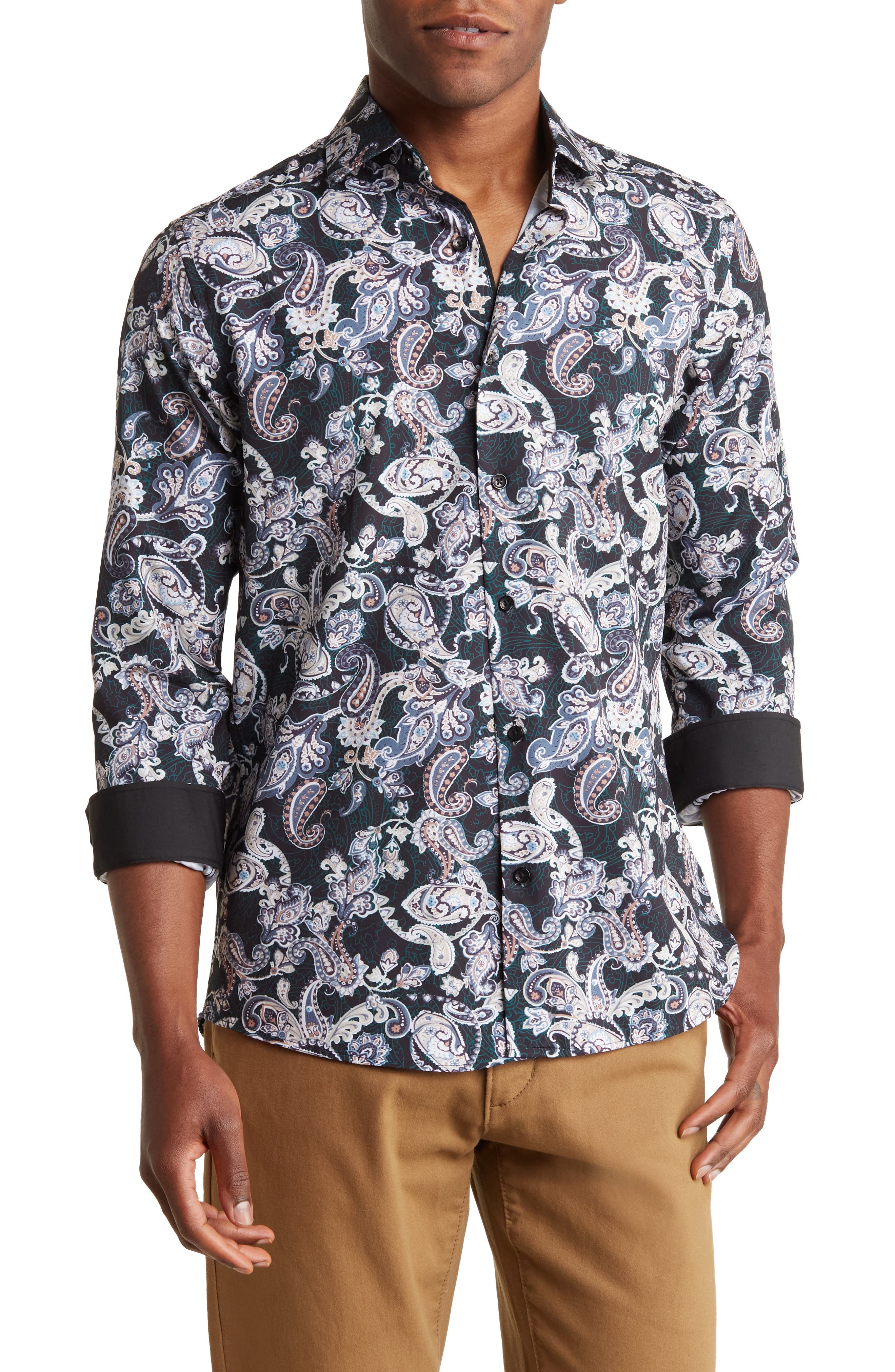 Azaro Uomo Slim Fit Paisley Print Performance Dress Shirt | Nordstromrack