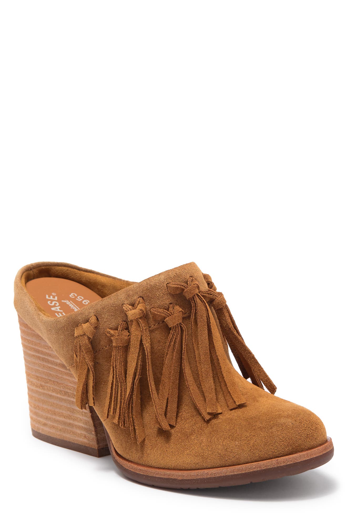 Kork-ease Charly Fringe Block Heel Mule In Tan Suede | ModeSens