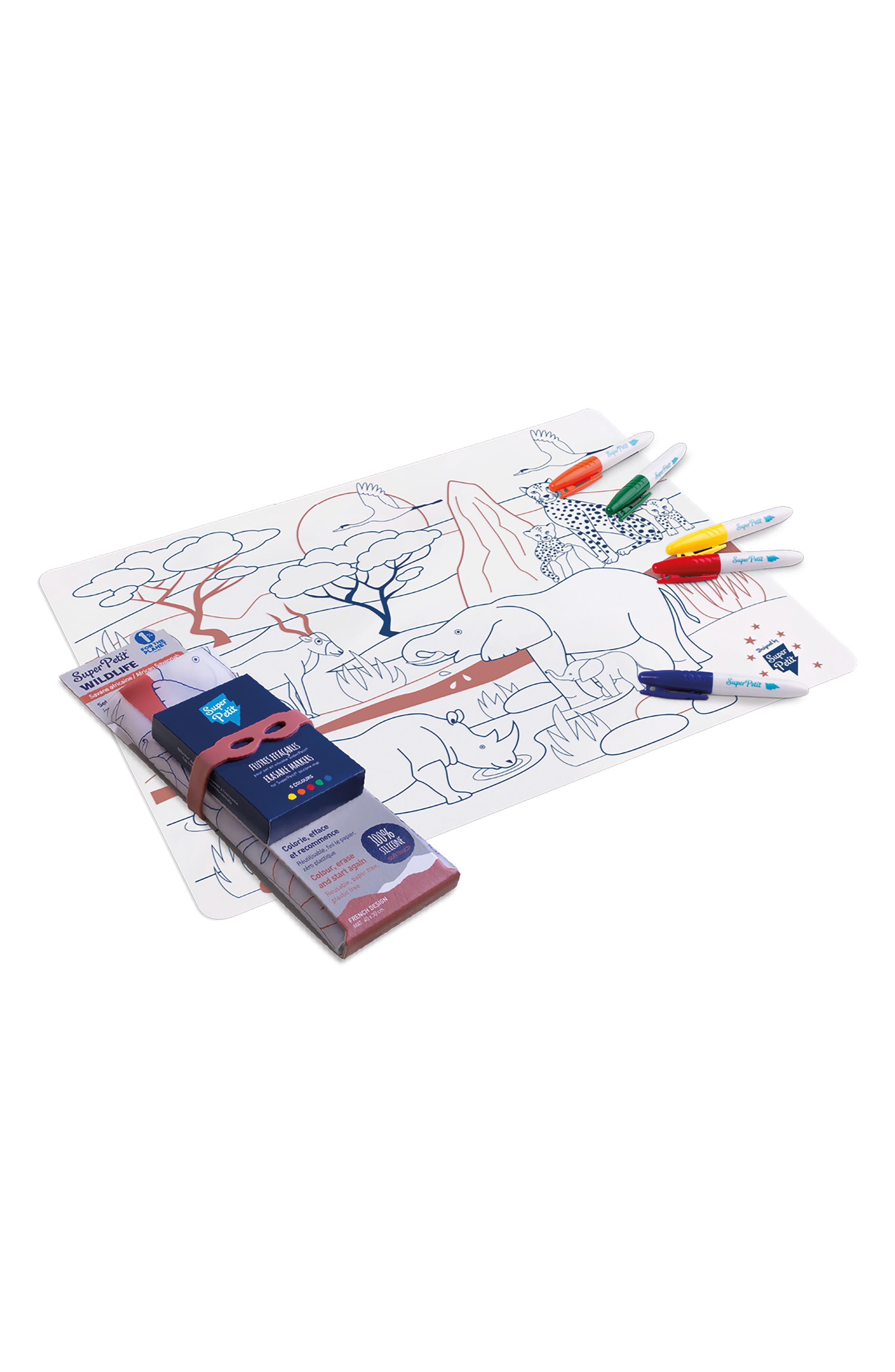 Scrunch African Savanna Reusable Coloring Mat & Washable Markers ...