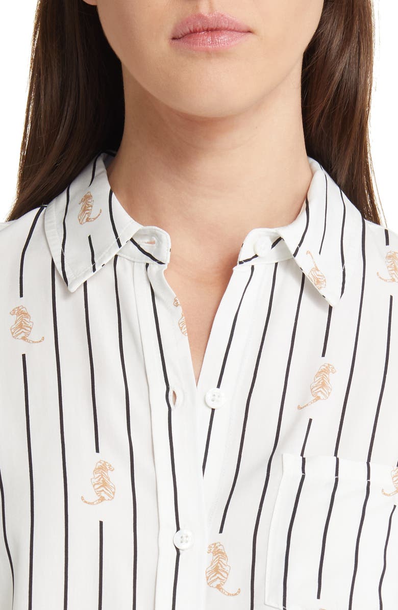 Rails Kathryn Stripe Tiger Print Button-Up Shirt | Nordstromrack