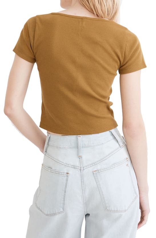 Madewell Ribbed Henley Crop Top In Spiced Olive | ModeSens