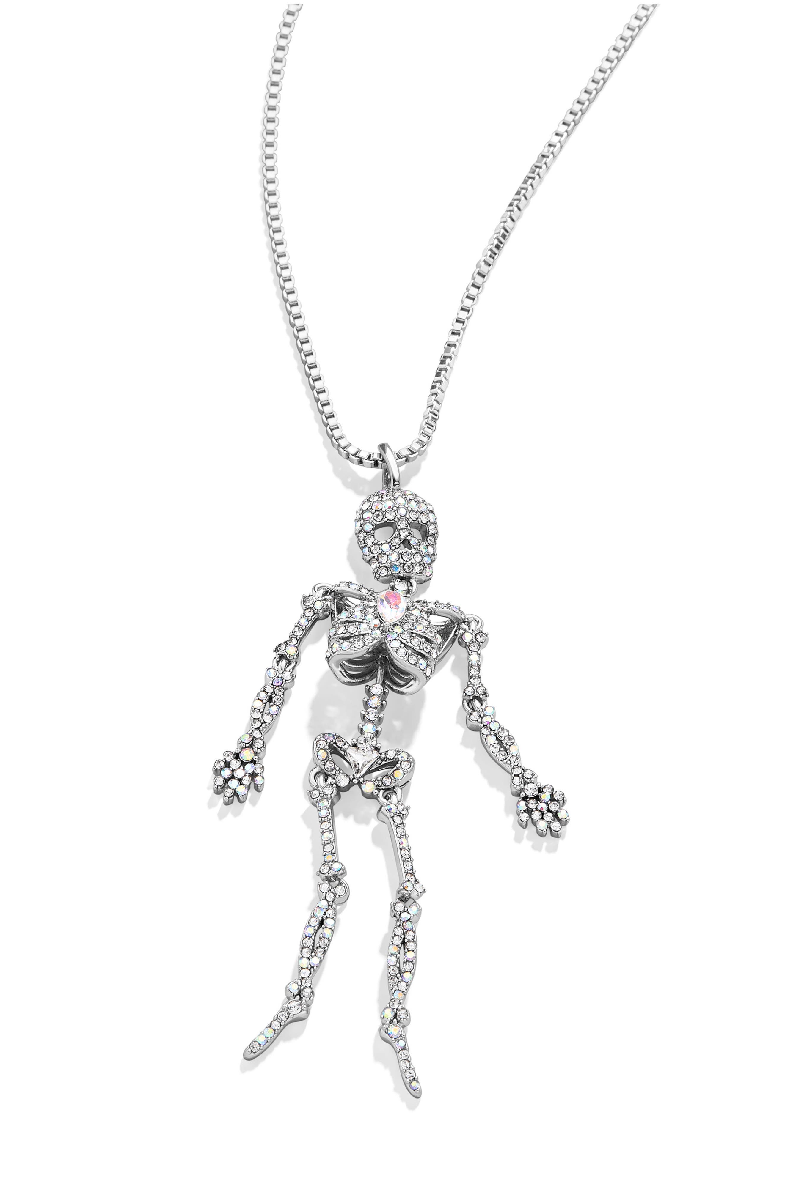BaubleBar Shake Your Skeleton Pavé Crystal Pendant Necklace | Nordstrom