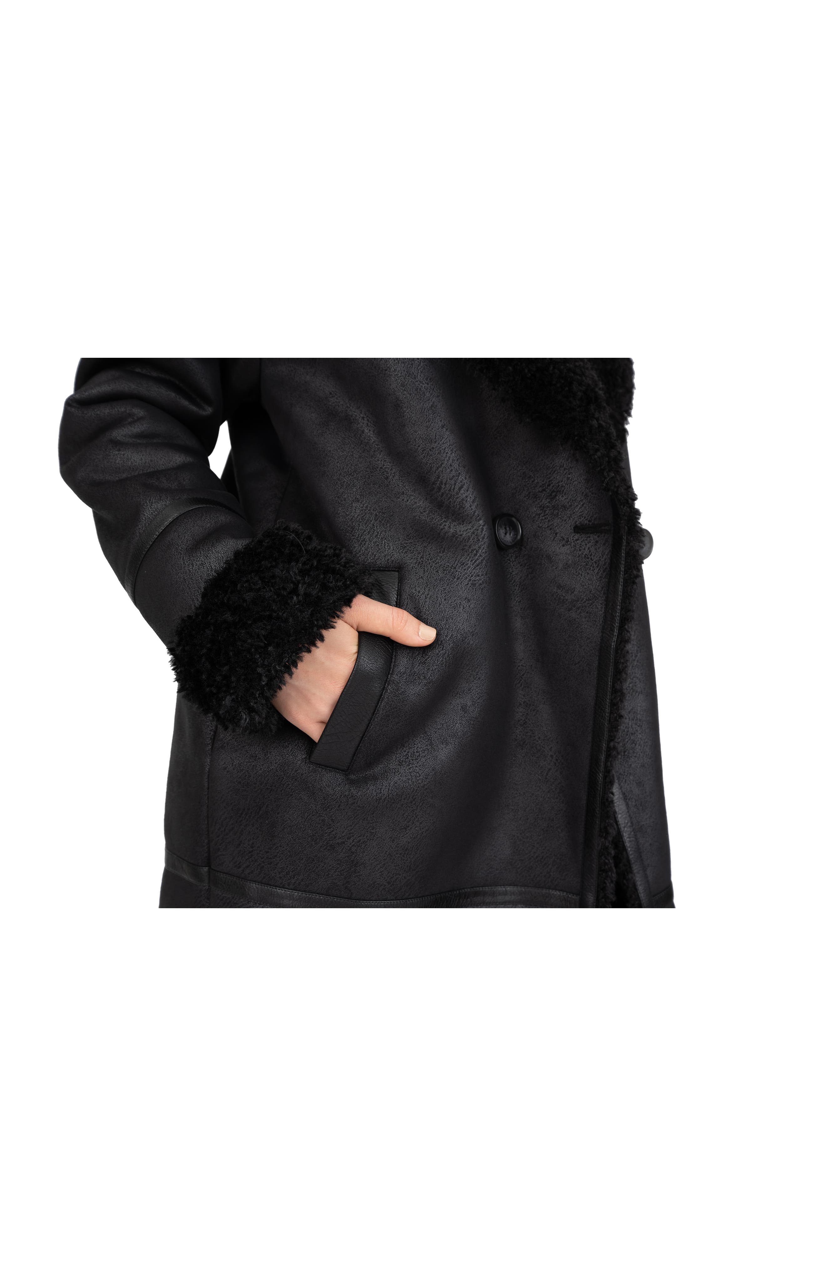 Frye Faux Shearling Double Breasted Trench Coat | Nordstromrack