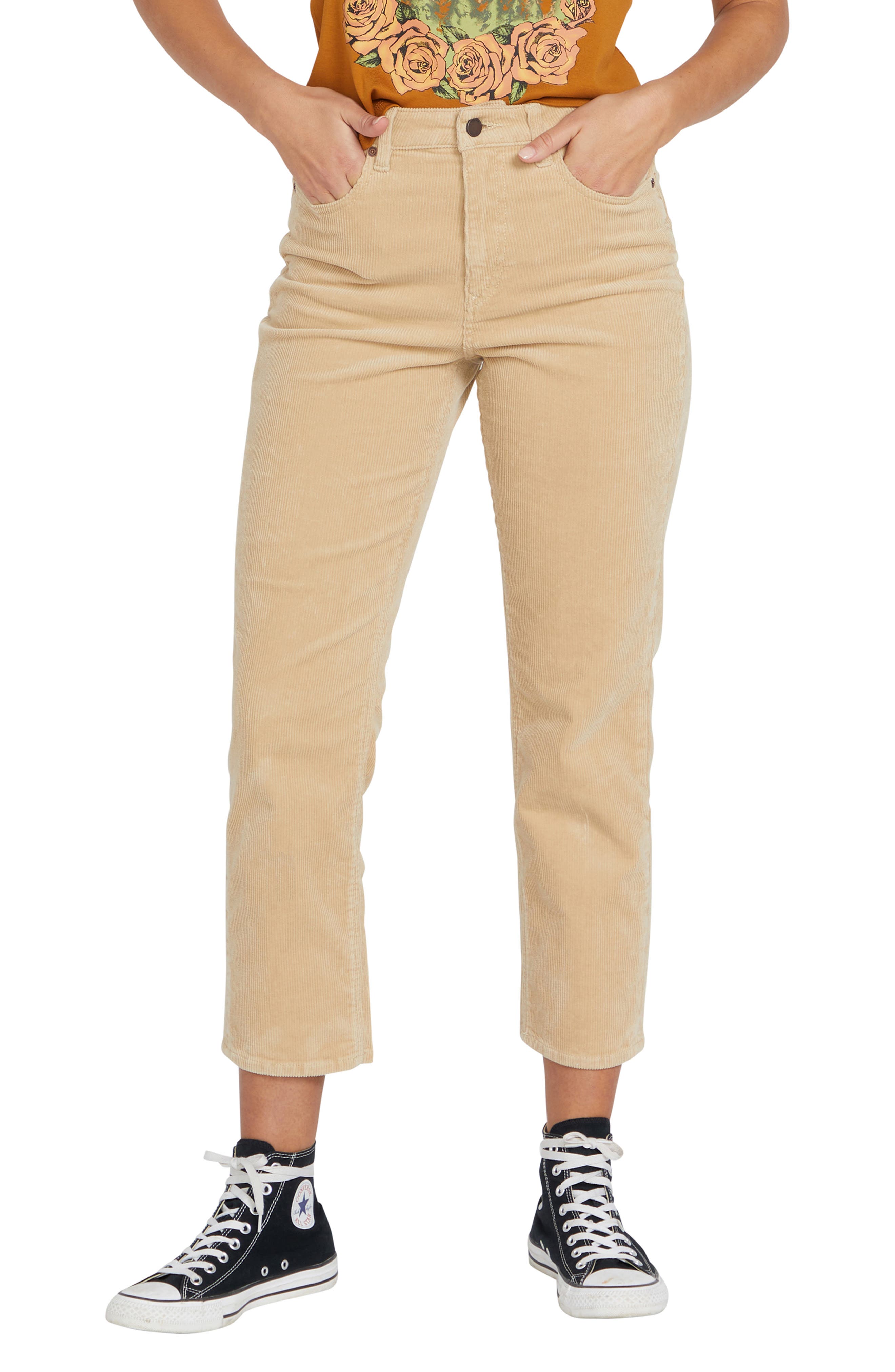 Volcom Stoned High Waist Straight Leg Corduroy Pants | Nordstrom