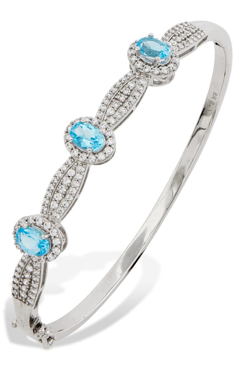 SAVVY CIE JEWELS CZ Pavé Created Sky Blue Topaz Bangle Bracelet ...
