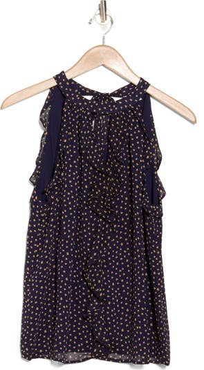 DR2 by Daniel Rainn Ruffle Keyhole Front Tie Back Halter Top ...