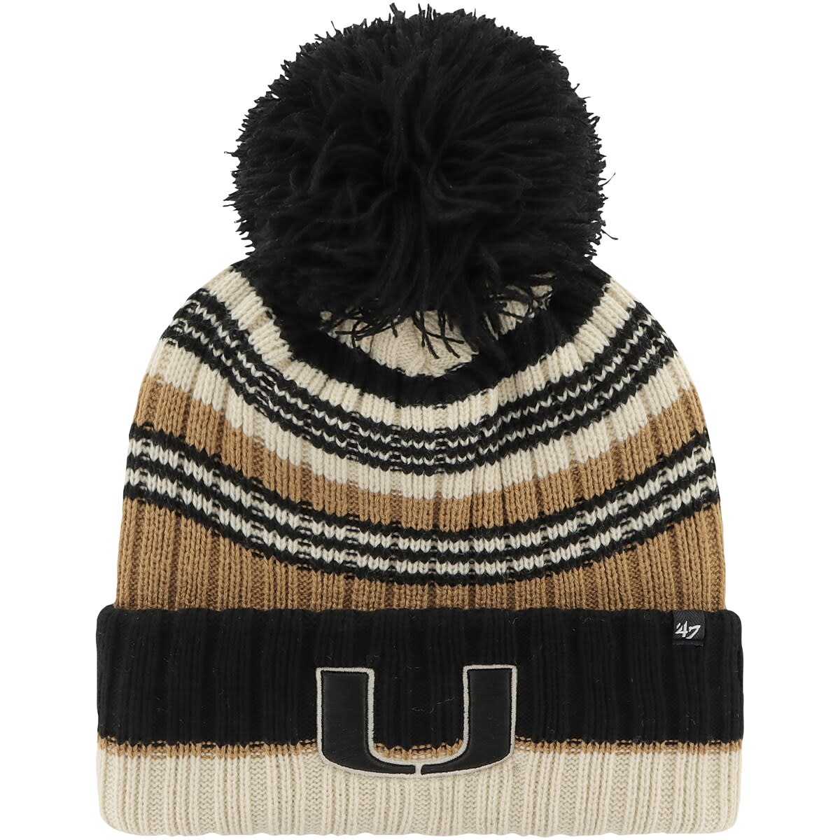 '47 Women's '47 Khaki Miami Hurricanes Barista Cuffed Knit Hat with Pom ...