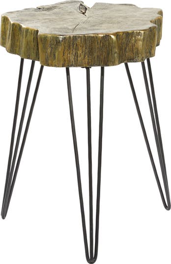 GINGER BIRCH STUDIO Goldtone Polystone Tree Trunk Accent Table with ...