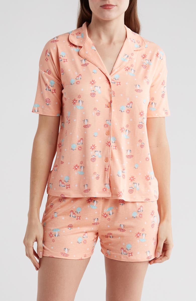 JACLYN Short Sleeve Button-Up Shirt & Shorts Pajamas | Nordstromrack