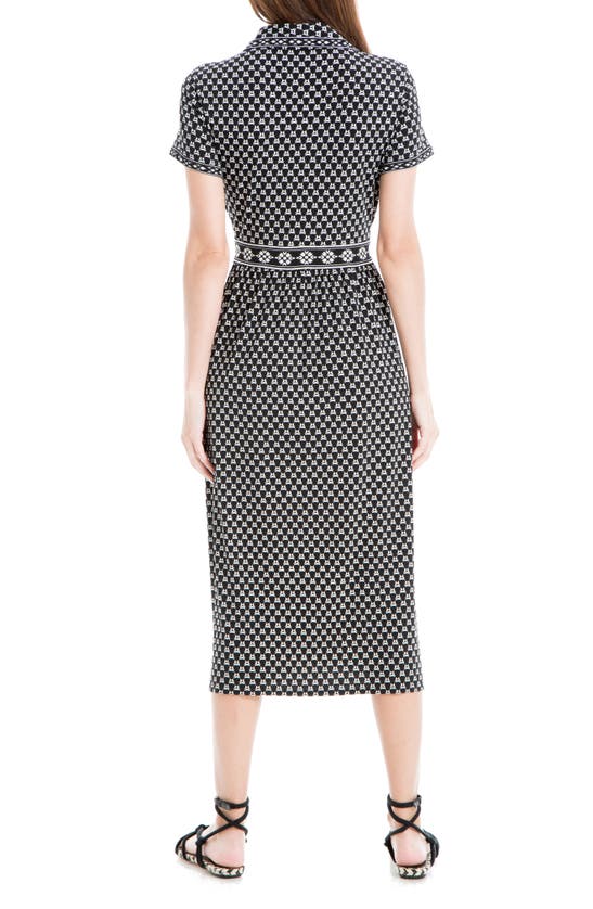 Max Studio Collared Jersey Maxi Dress In Black/ Cream Floral | ModeSens