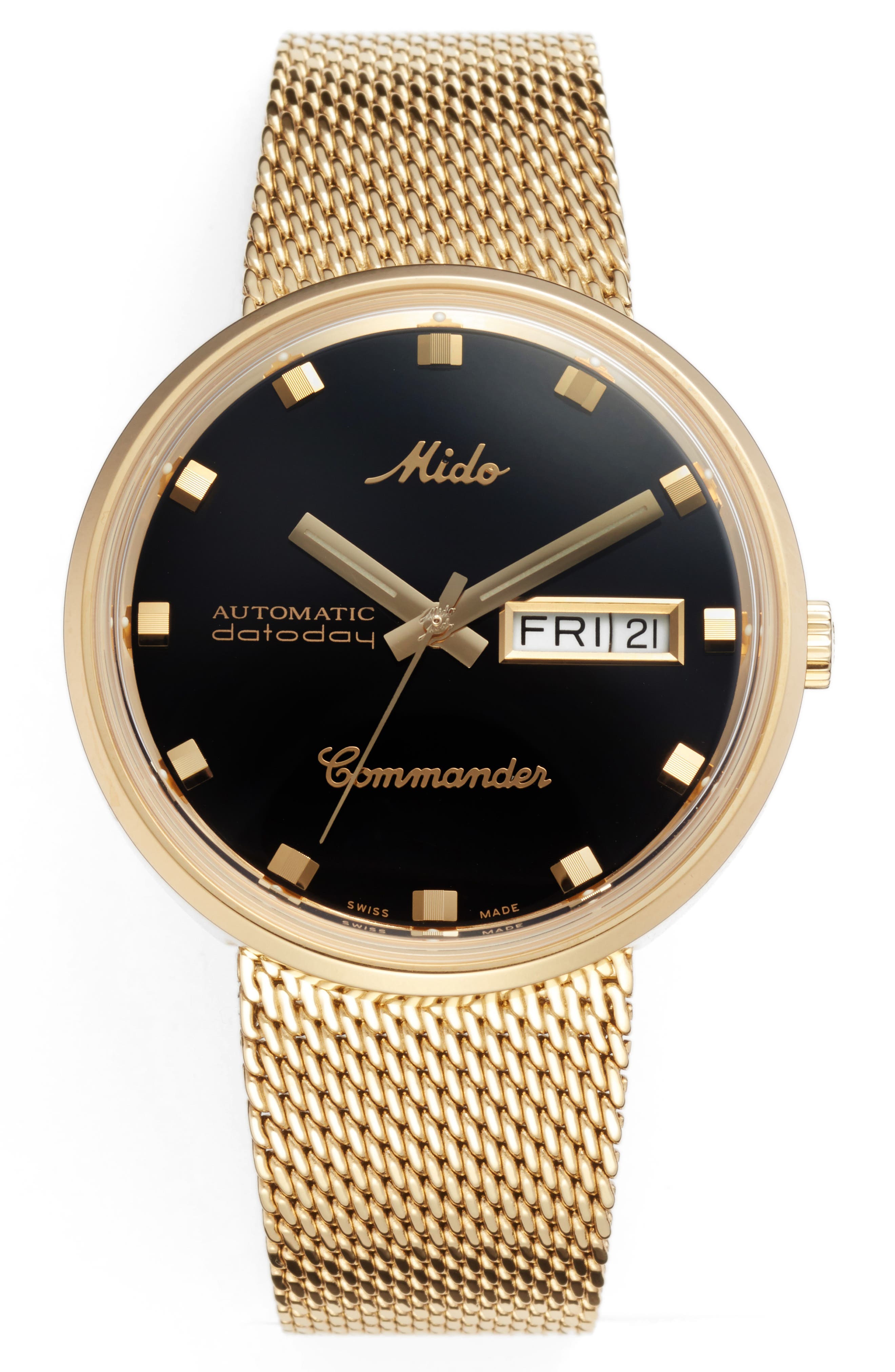 MIDO Commander Automatic Mesh Strap Watch, 37mm | Nordstrom