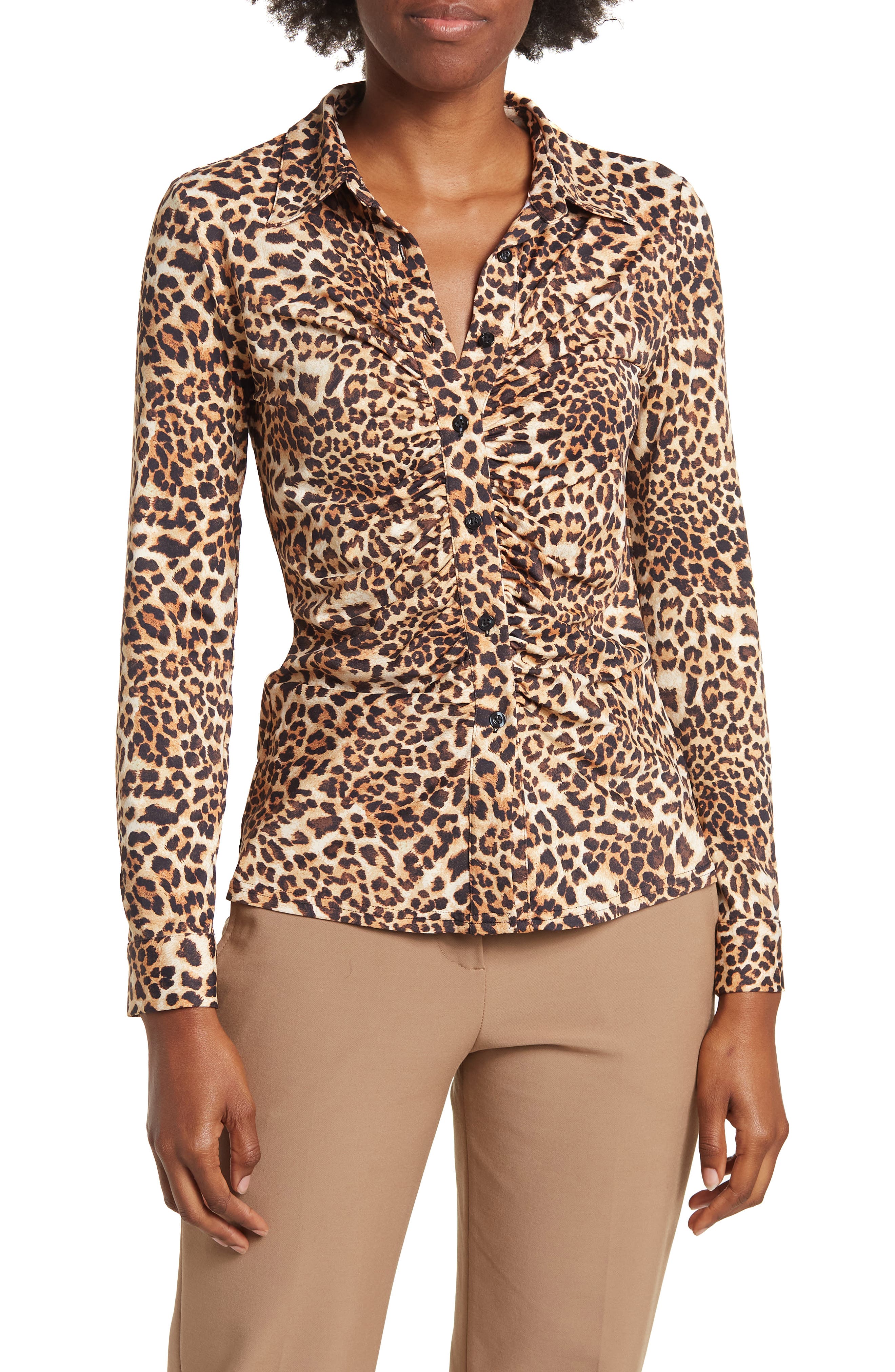 BY DESIGN Carla Ruched Button-Up Blouse | Nordstromrack