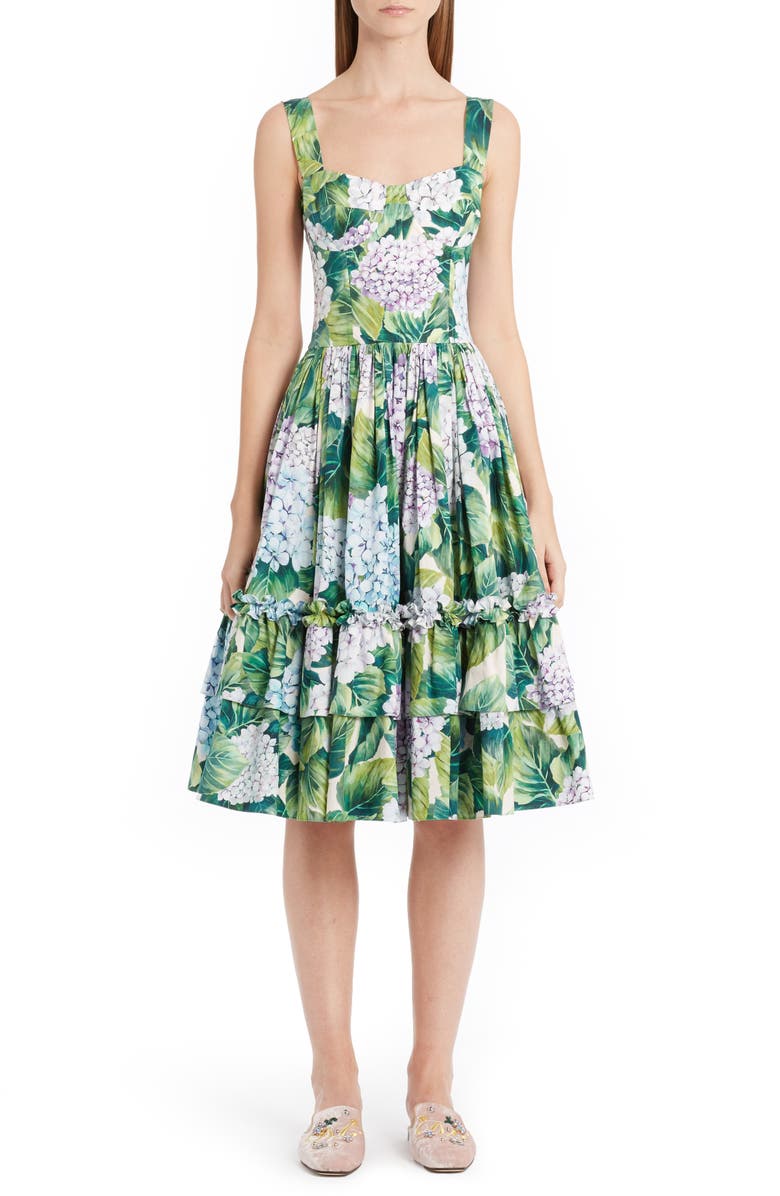 Dolceandgabbana Hydrangea Print Fit And Flare Dress Nordstrom
