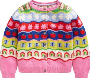 Mini Boden Kids' Edie Fair Isle Cotton & Wool Blend Cardigan | Nordstrom