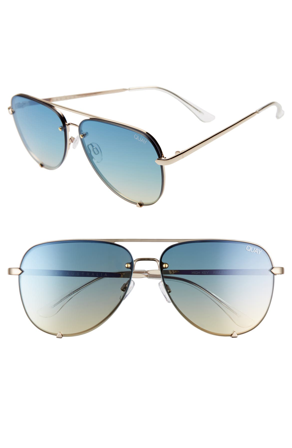 Quay Australia High Key 65mm Oversize Rimless Aviator Sunglasses Nordstrom