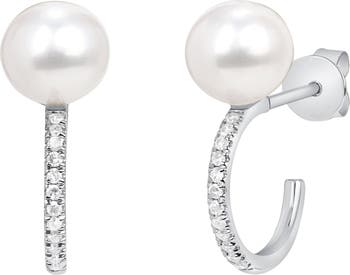RON HAMI Pearl Diamond Hoop Earrings | Nordstromrack