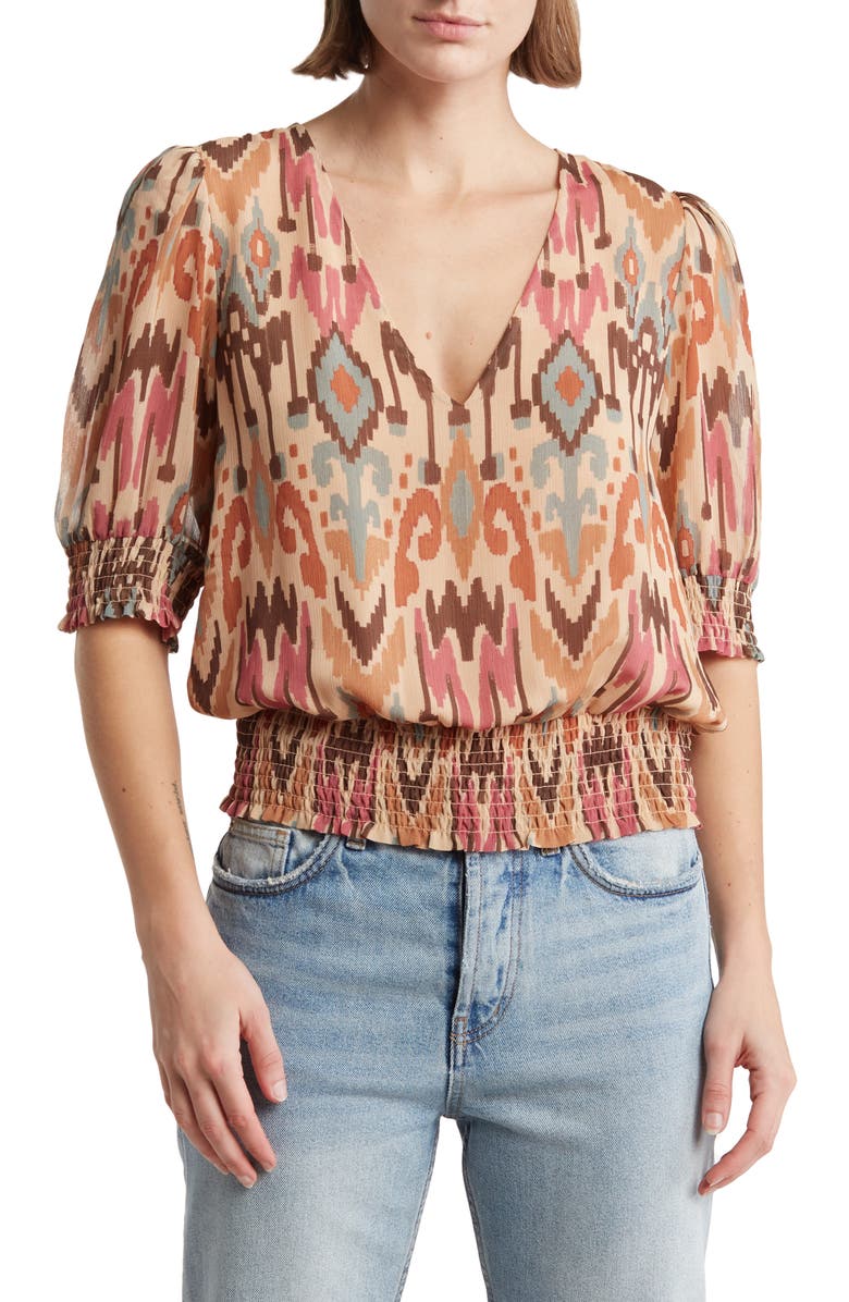 DR2 by Daniel Rainn V-Neck Smocked Waist Top | Nordstromrack