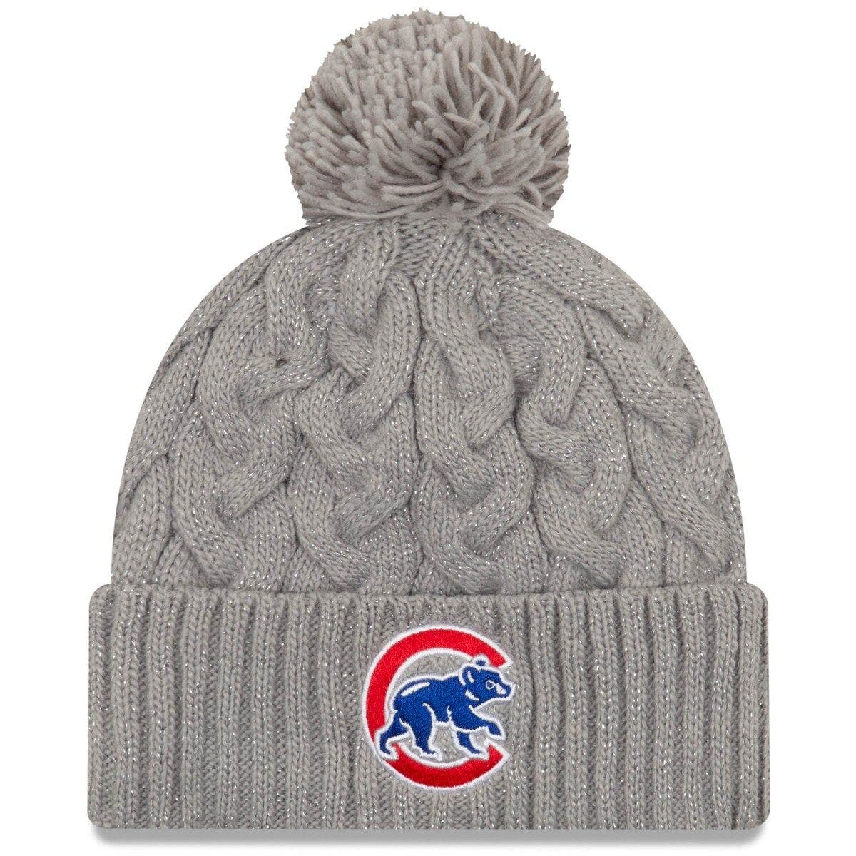 New Era Women's New Era Gray Chicago Cubs Rush Cuffed Knit Hat with Pom ...