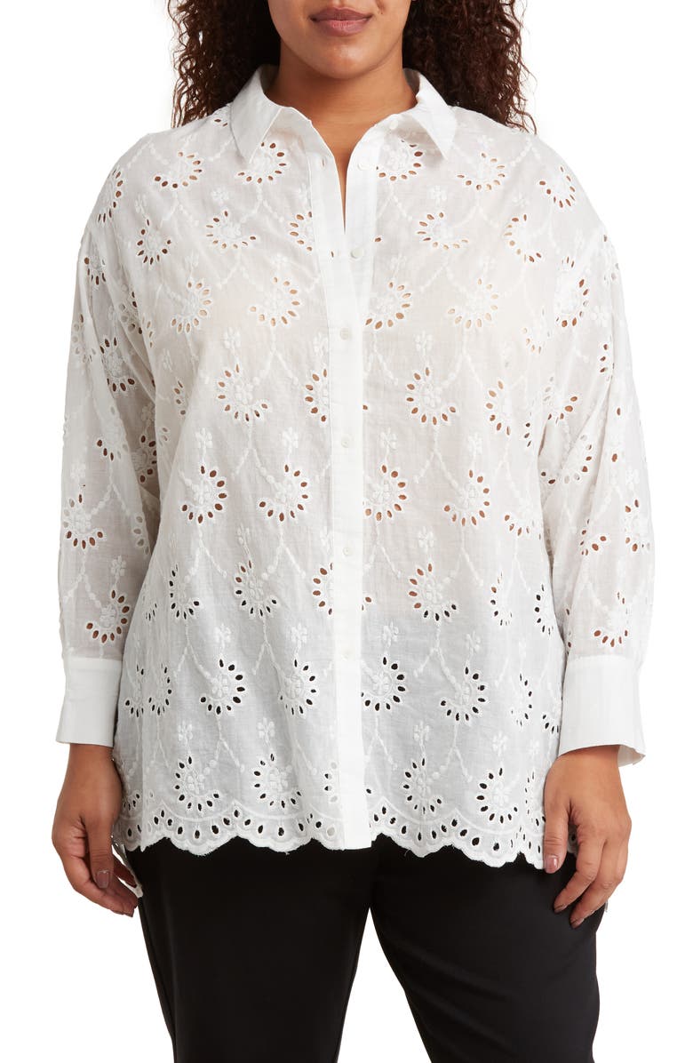 Adrianna Papell Eyelet Button-Up Shirt | Nordstromrack