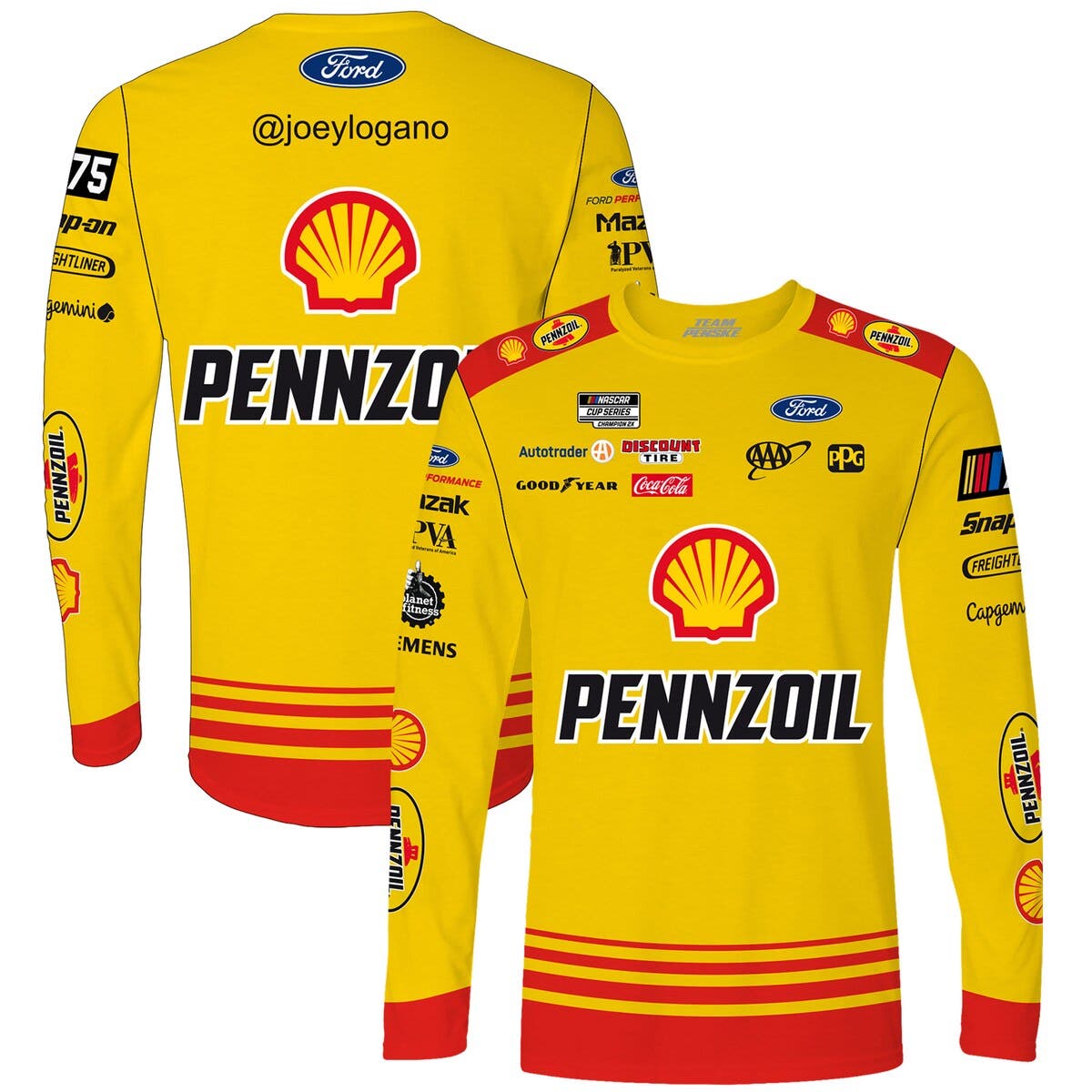 TEAM PENSKE Men's Team Penske Yellow Joey Logano Shell Pennzoil ...