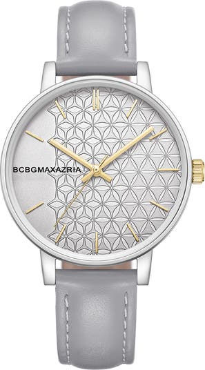 BCBG Max Azria Classic Leather Strap Watch, 38mm | Nordstromrack
