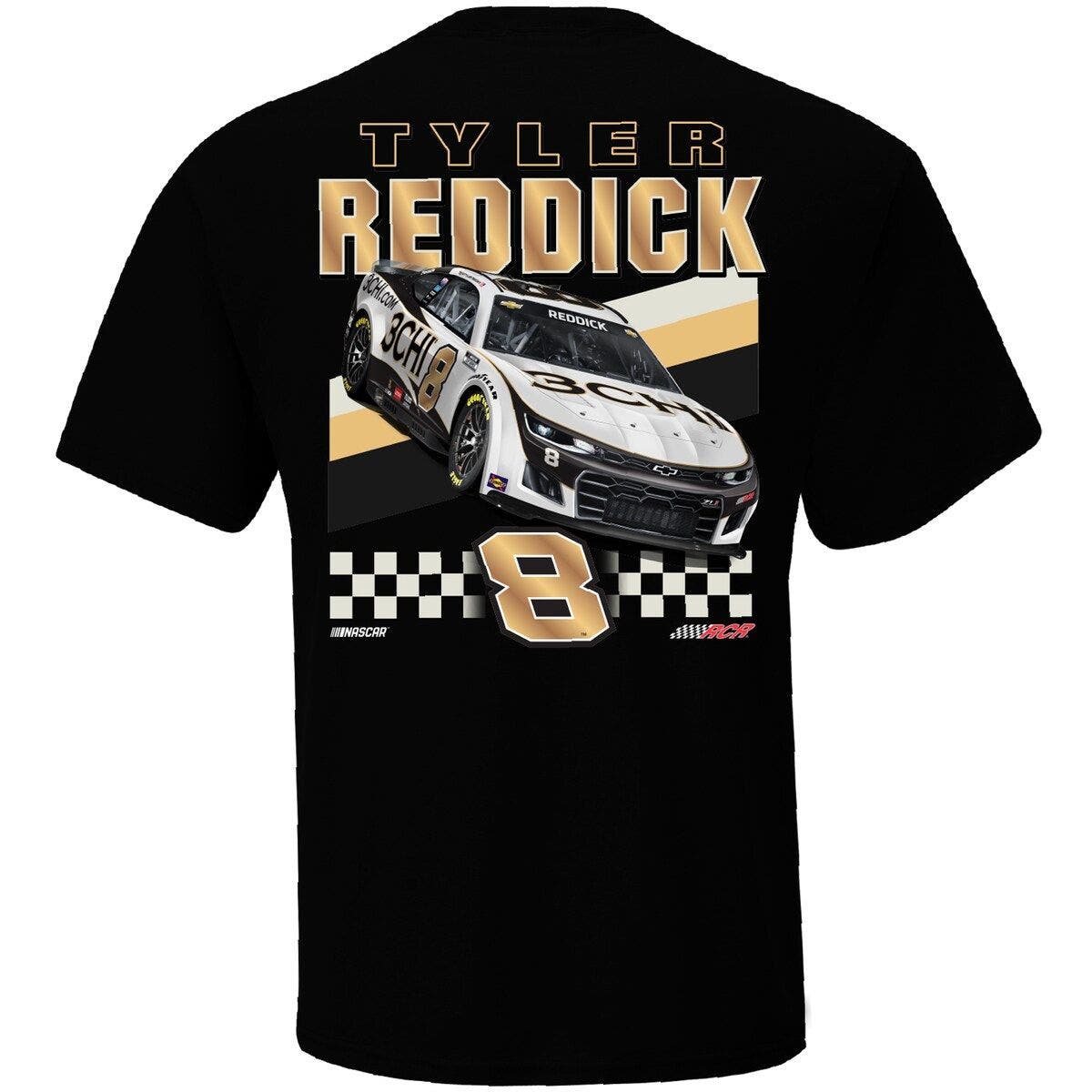 CHECKERED FLAG Men's Checkered Flag Black Tyler Reddick 3CHI Front ...