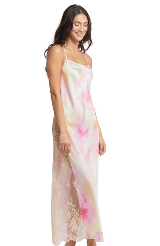 Rya Collection Darling Satin & Lace Nightgown In Jackie Print/blush ...