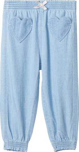 Hatley Heart Patch Pocket Cotton Chambray Joggers | Nordstrom