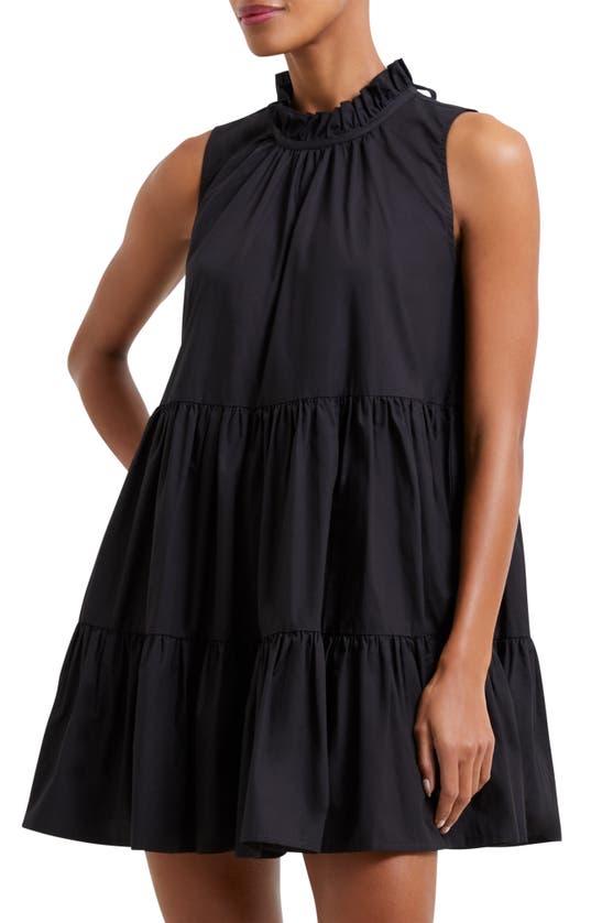 French Connection Rhodes Poplin Swing Mini Dress In Black | ModeSens