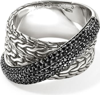 John Hardy JH Essential Pavé Crossover Ring, Sterling Silver, Gemstones ...