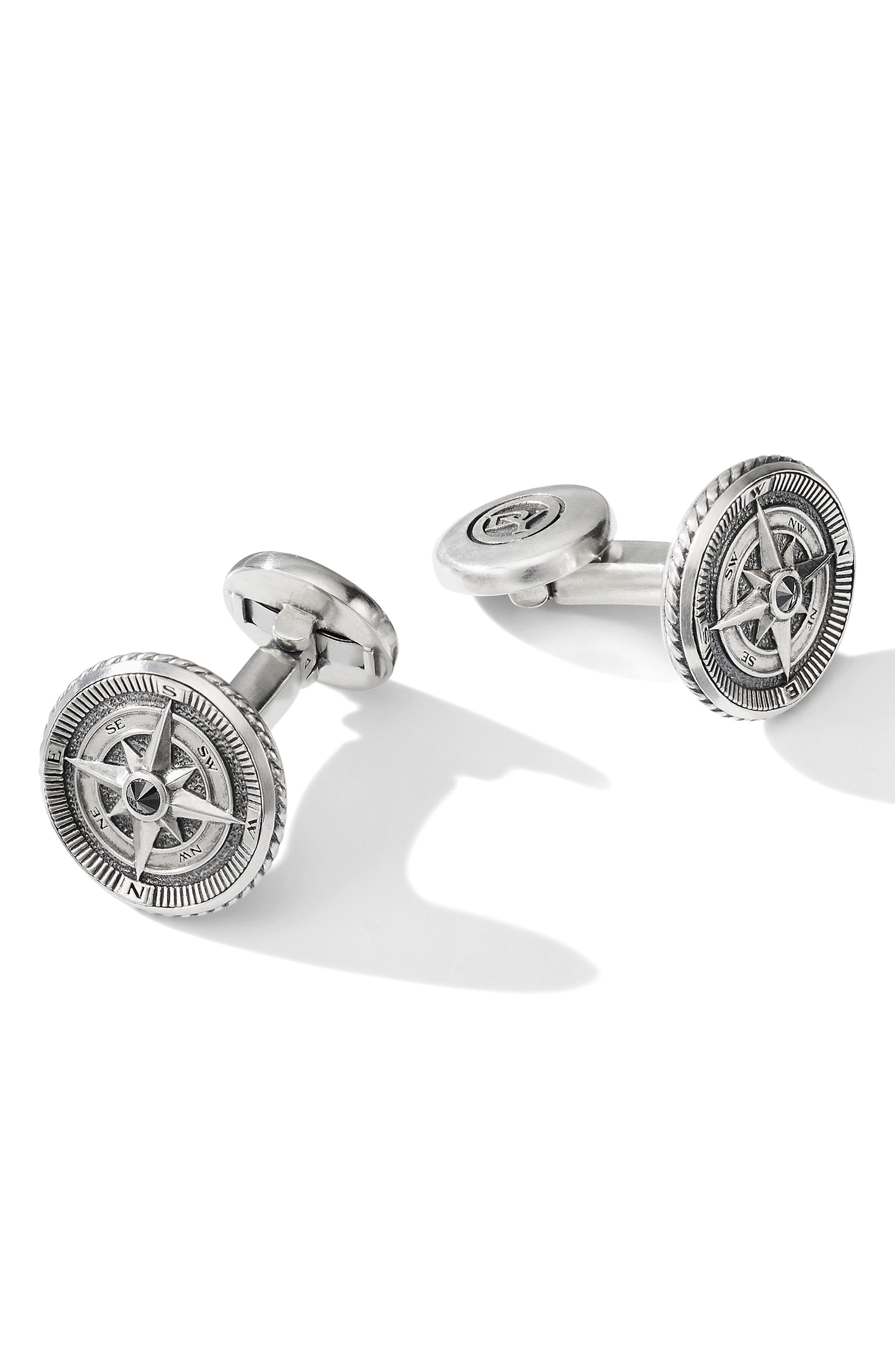 David Yurman Maritime® Compass Cuff Links with Center Black Diamonds ...
